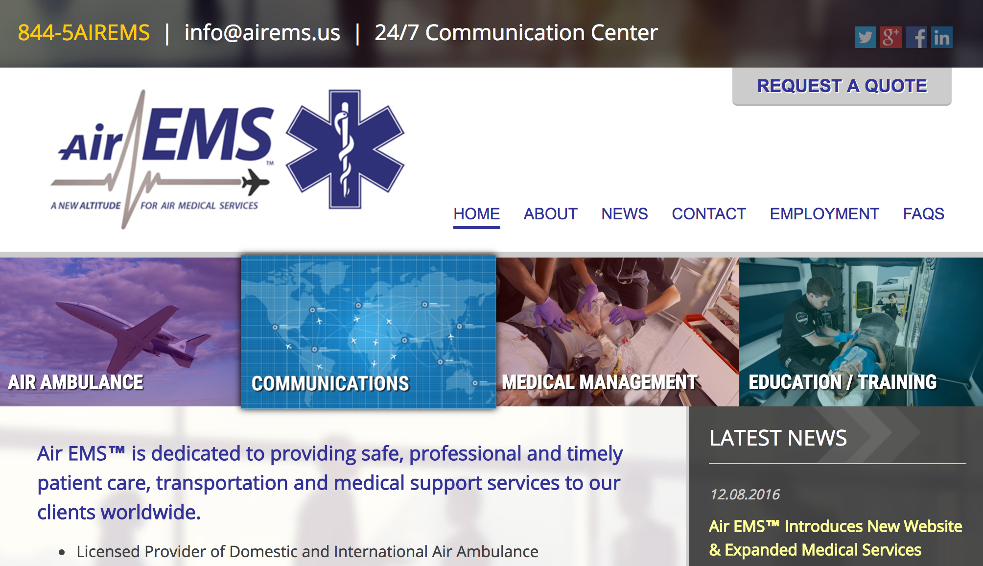 Air EMS™ Introduces New Website & Expanded Medical Services | Air EMS™